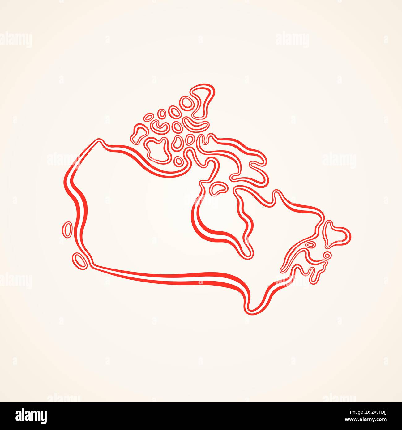 Outline map of Canada marked with ribbon in colors from the flag Stock ...
