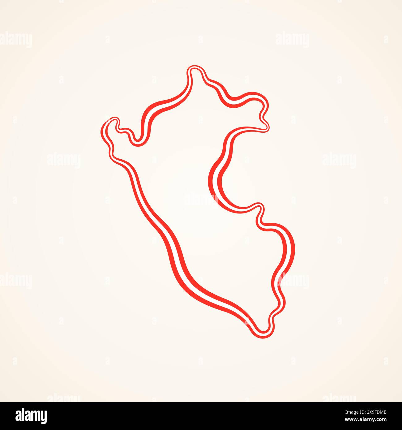 Outline map of Peru marked with ribbon in colors from the flag Stock ...
