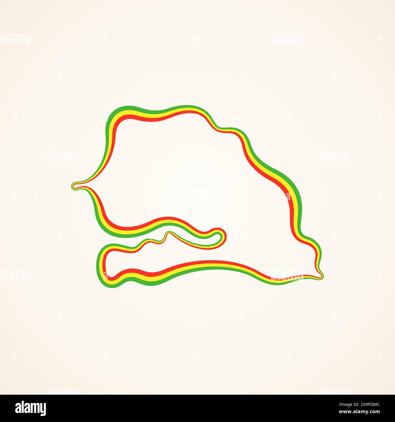 Outline map of Senegal marked with ribbon in colors from the flag Stock Vector Image & Art - Alamy