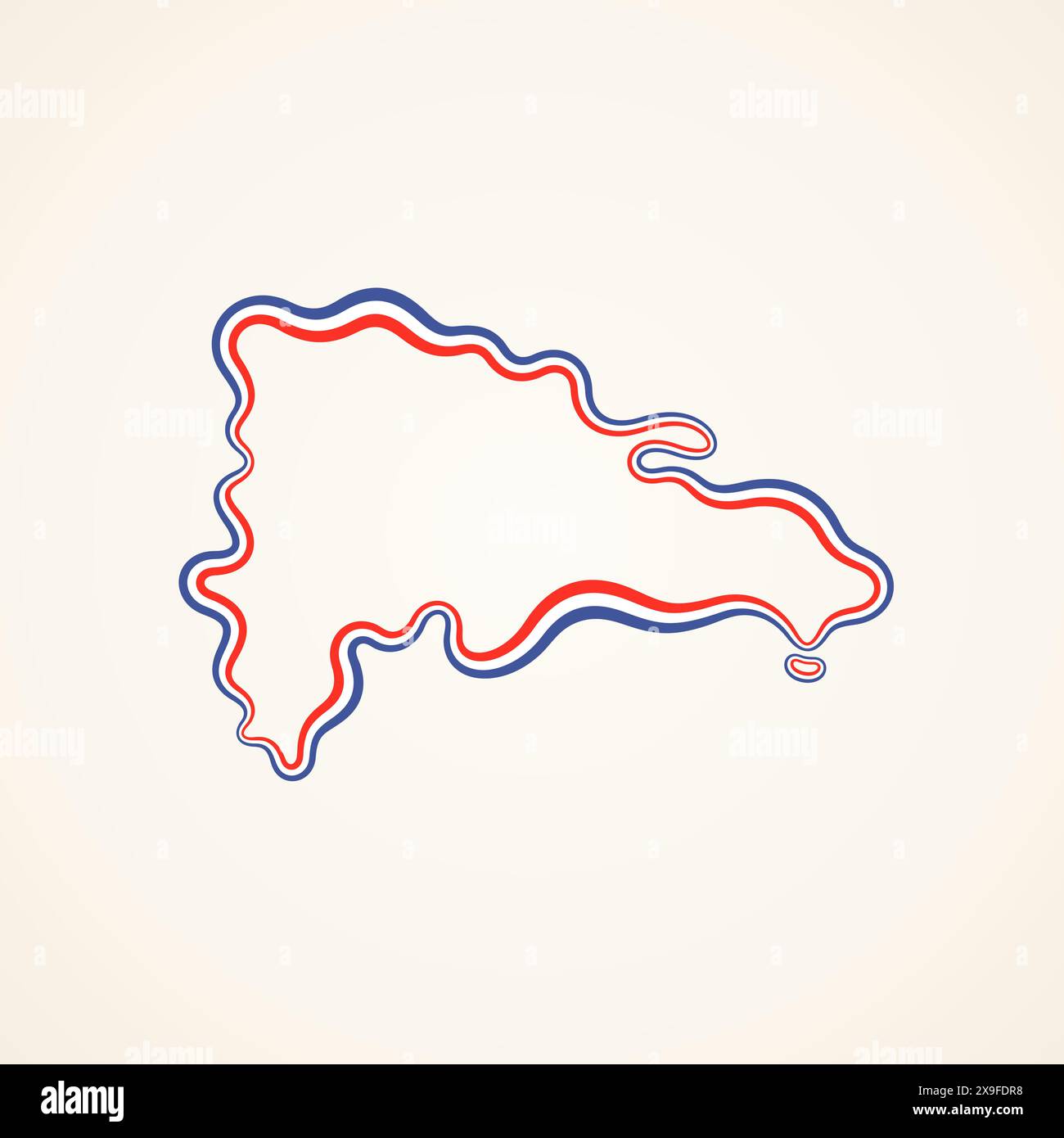 Outline map of Dominican Republic marked with ribbon in colors from the ...