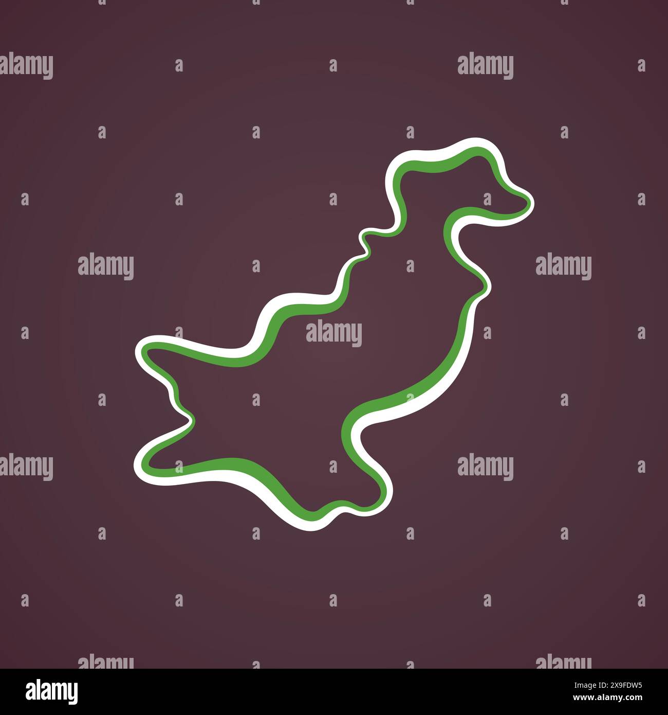 Outline map of Pakistan marked with ribbon in colors from the flag ...