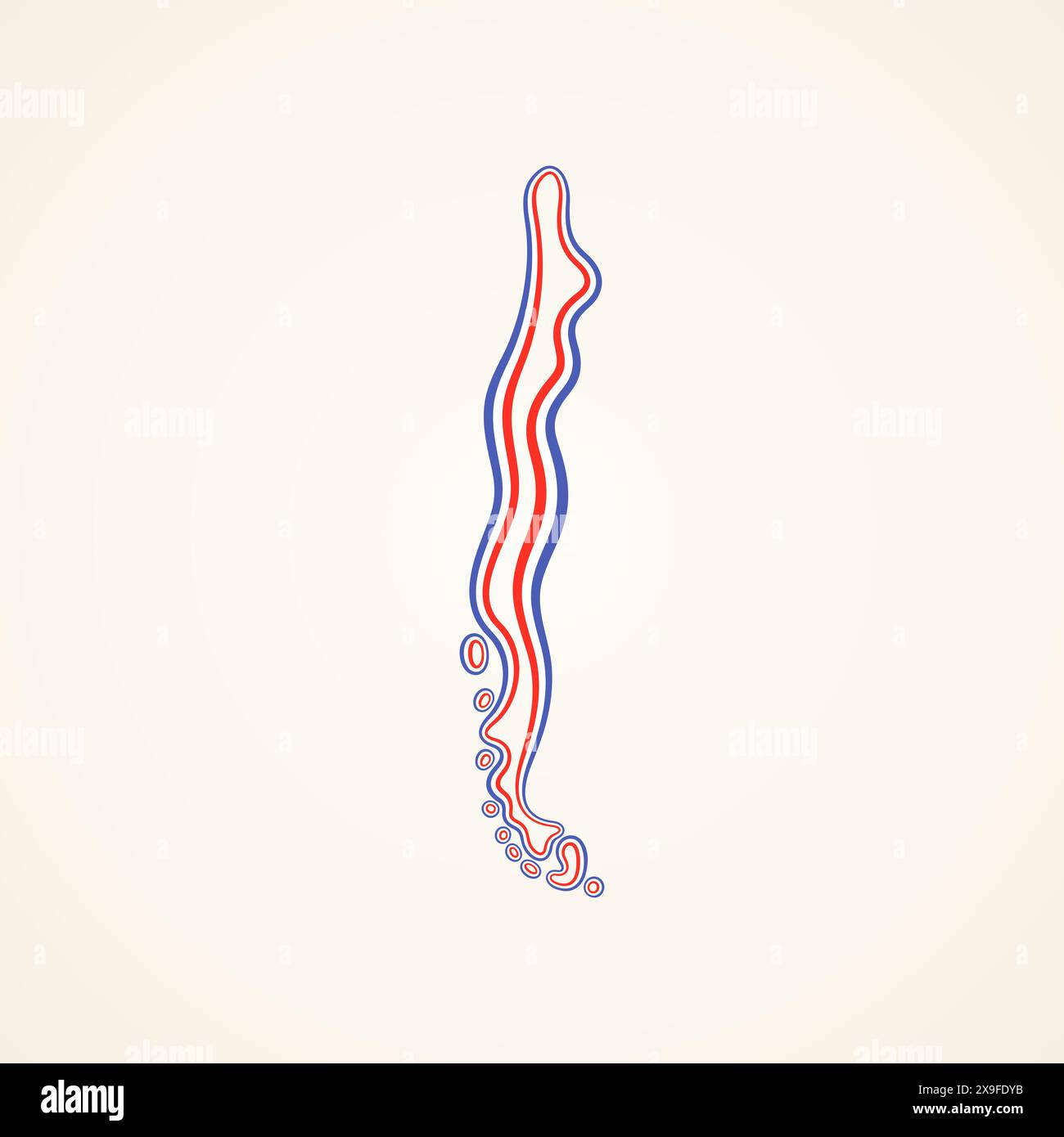 Outline map of Chile marked with ribbon in colors from the flag Stock ...