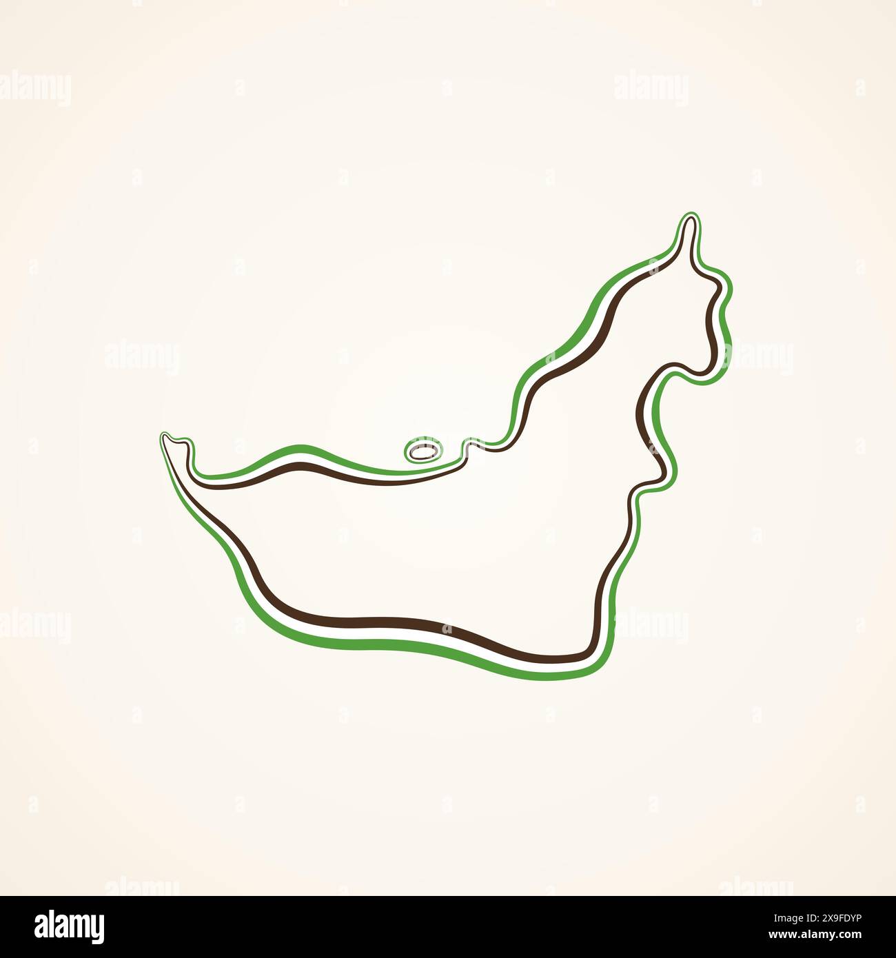 Outline map of United Arab Emirates marked with ribbon in colors from ...