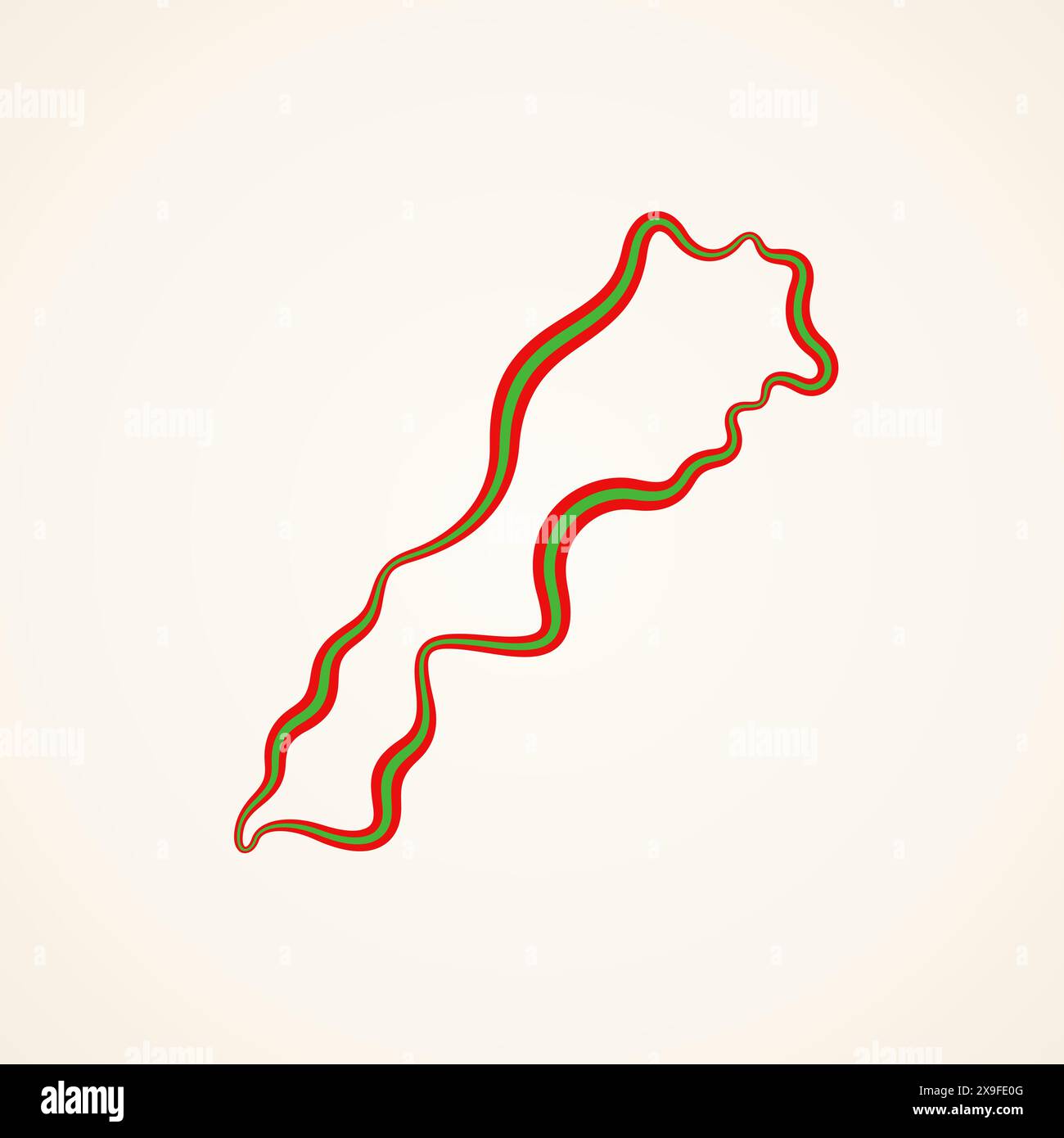 Outline map of Morocco marked with ribbon in colors from the flag Stock ...