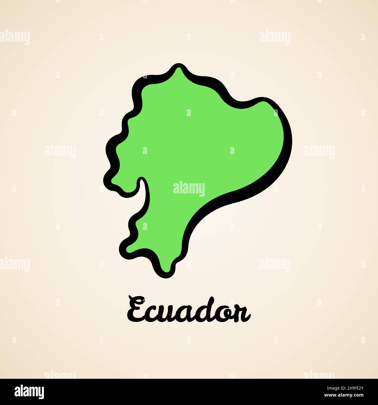 Green simplified map of Ecuador with black outline Stock Vector Image ...