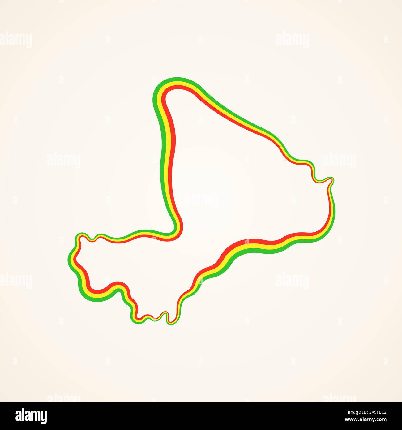 Outline map of Mali marked with ribbon in colors from the flag Stock ...