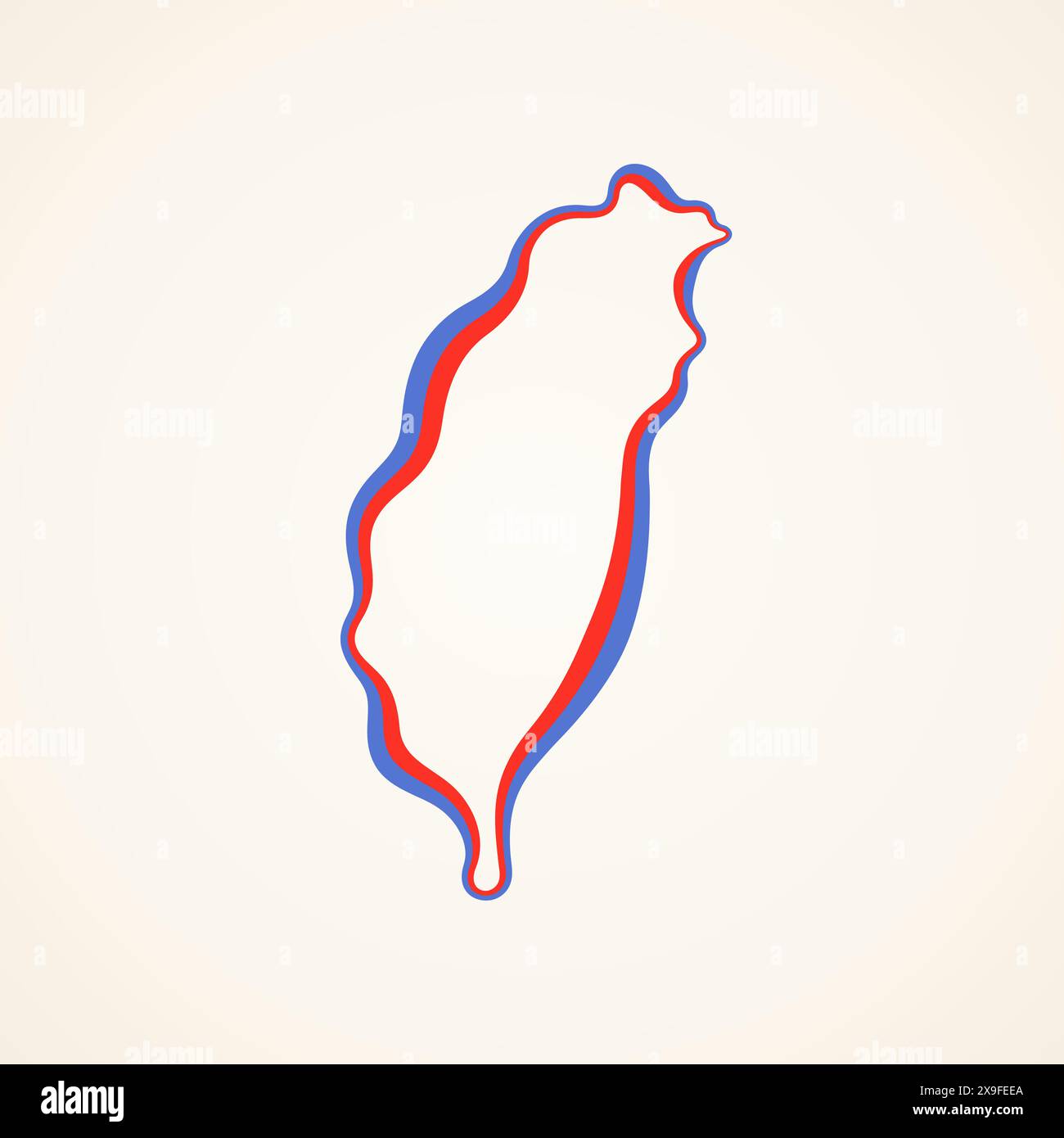 Outline map of Taiwan marked with ribbon in colors from the flag Stock ...