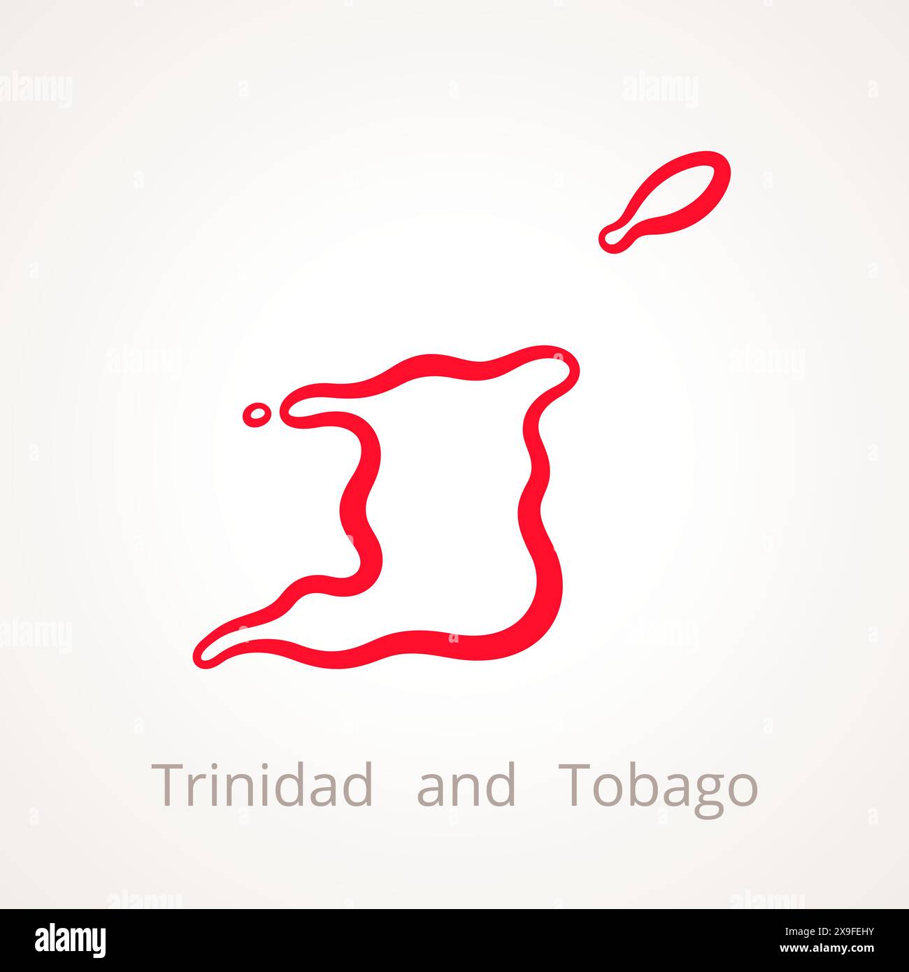 Outline map of Trinidad and Tobago marked with red line Stock Vector ...
