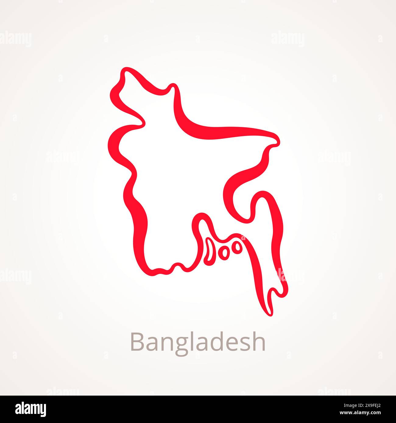 Outline map of Bangladesh marked with red line Stock Vector Image & Art ...