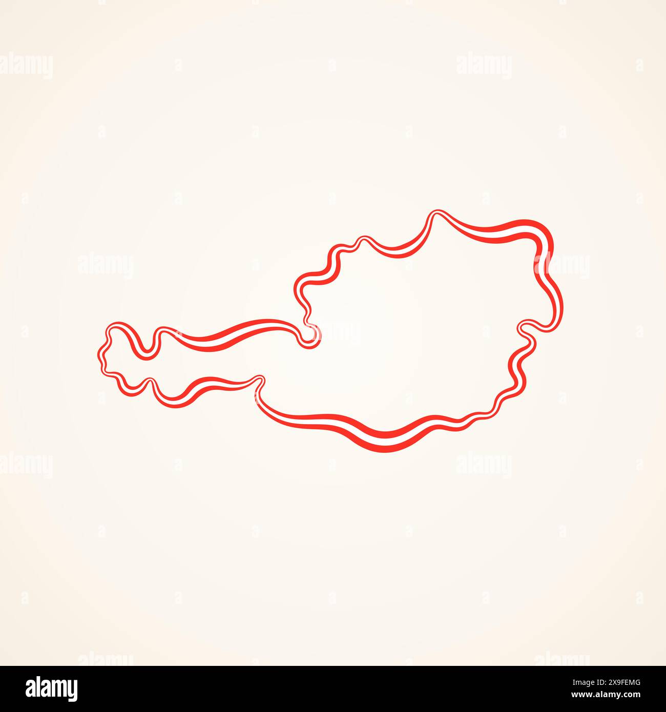 Outline map of Austria marked with ribbon in colors from flag Stock ...