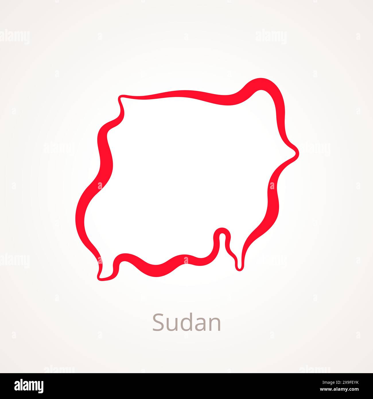 Outline map of Sudan marked with red line Stock Vector Image & Art - Alamy