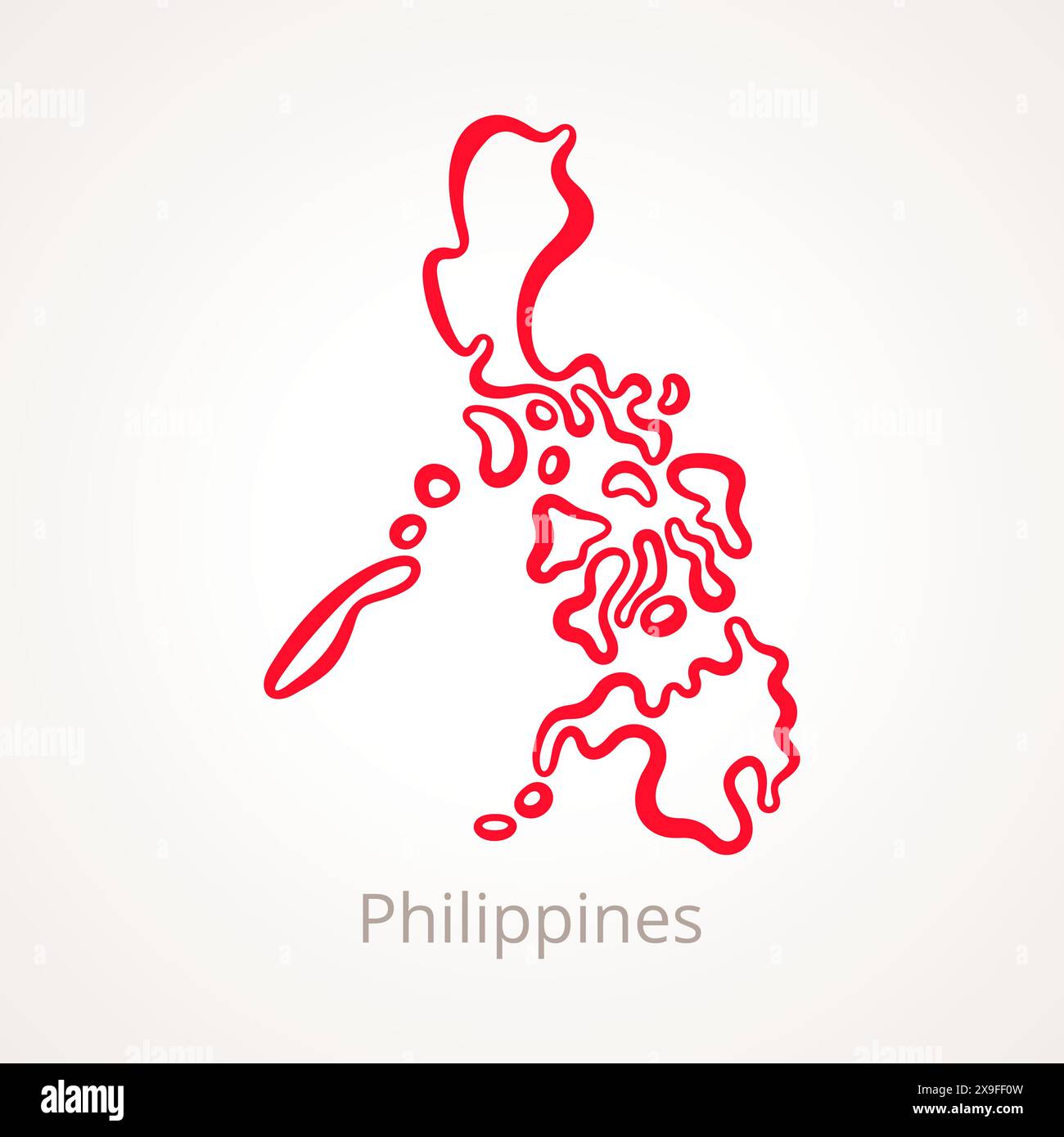 Outline map of Philippines marked with red line Stock Vector Image ...