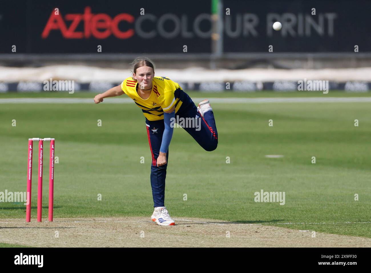 Tilly Corteen-Coleman of SE Stars bowling during the Charlotte Edwards ...