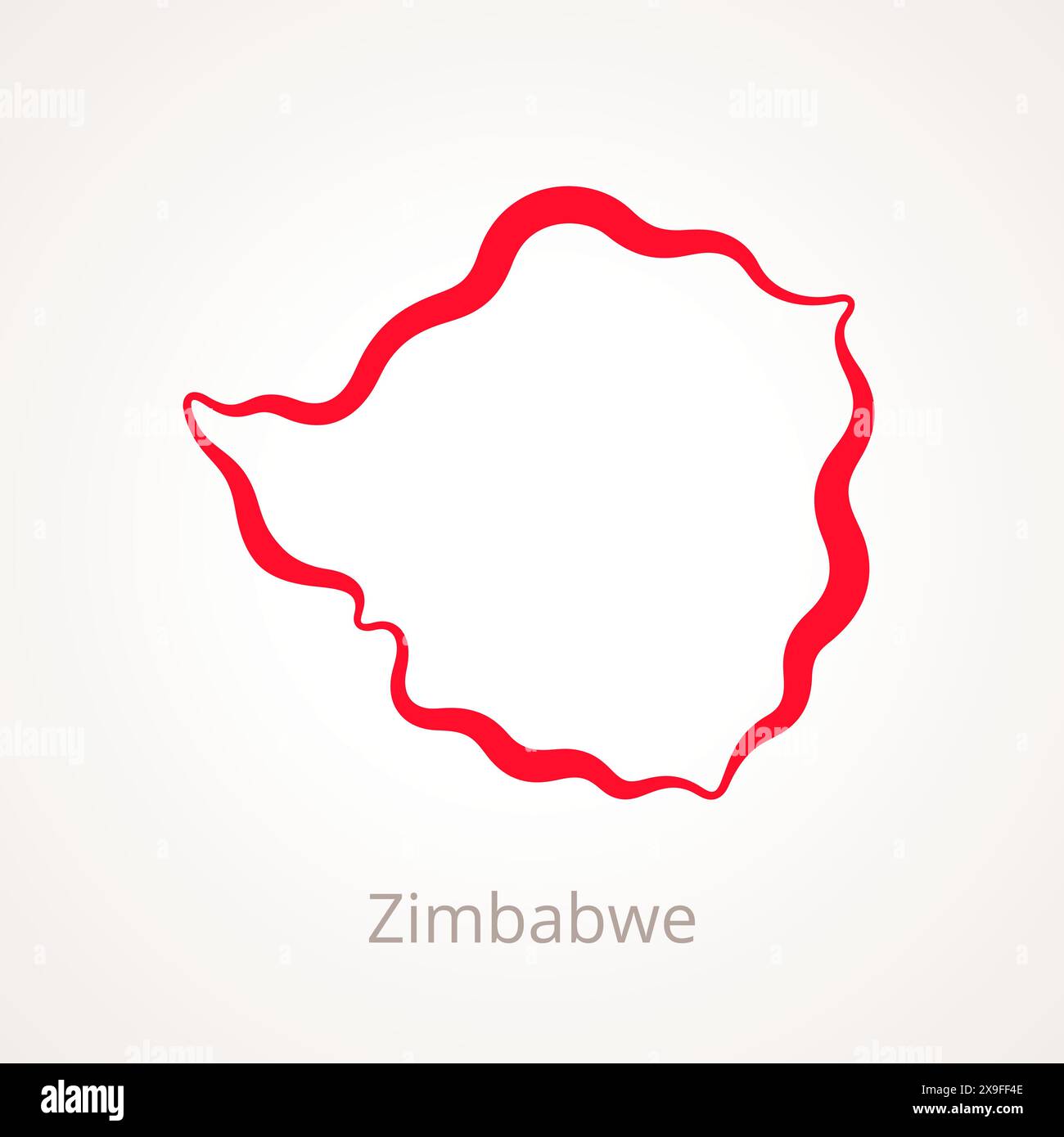 Outline map of Zimbabwe marked with red line Stock Vector Image & Art ...