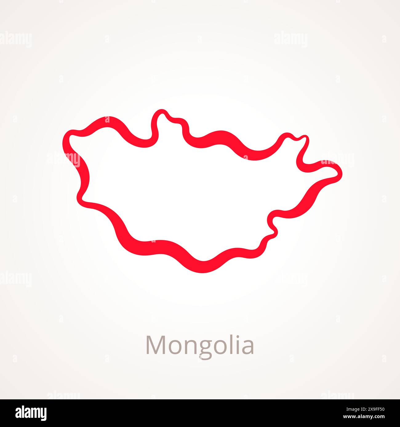 Outline map of Mongolia marked with red line Stock Vector Image & Art ...