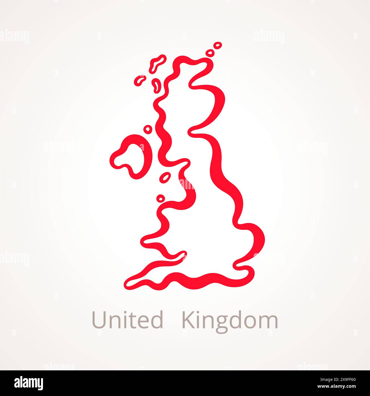 Outline map of United Kingdom marked with red line Stock Vector Image ...