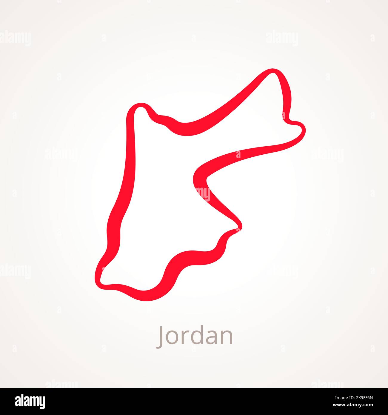 Outline map of Jordan marked with red line Stock Vector Image & Art - Alamy