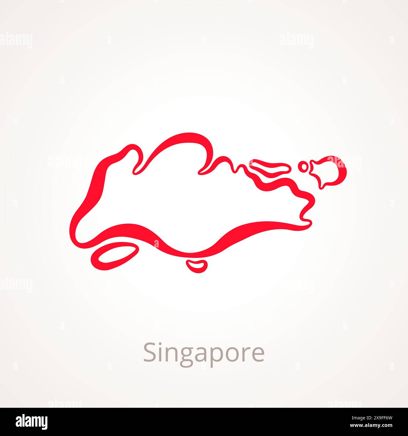 Outline map of Singapore marked with red line Stock Vector Image & Art ...