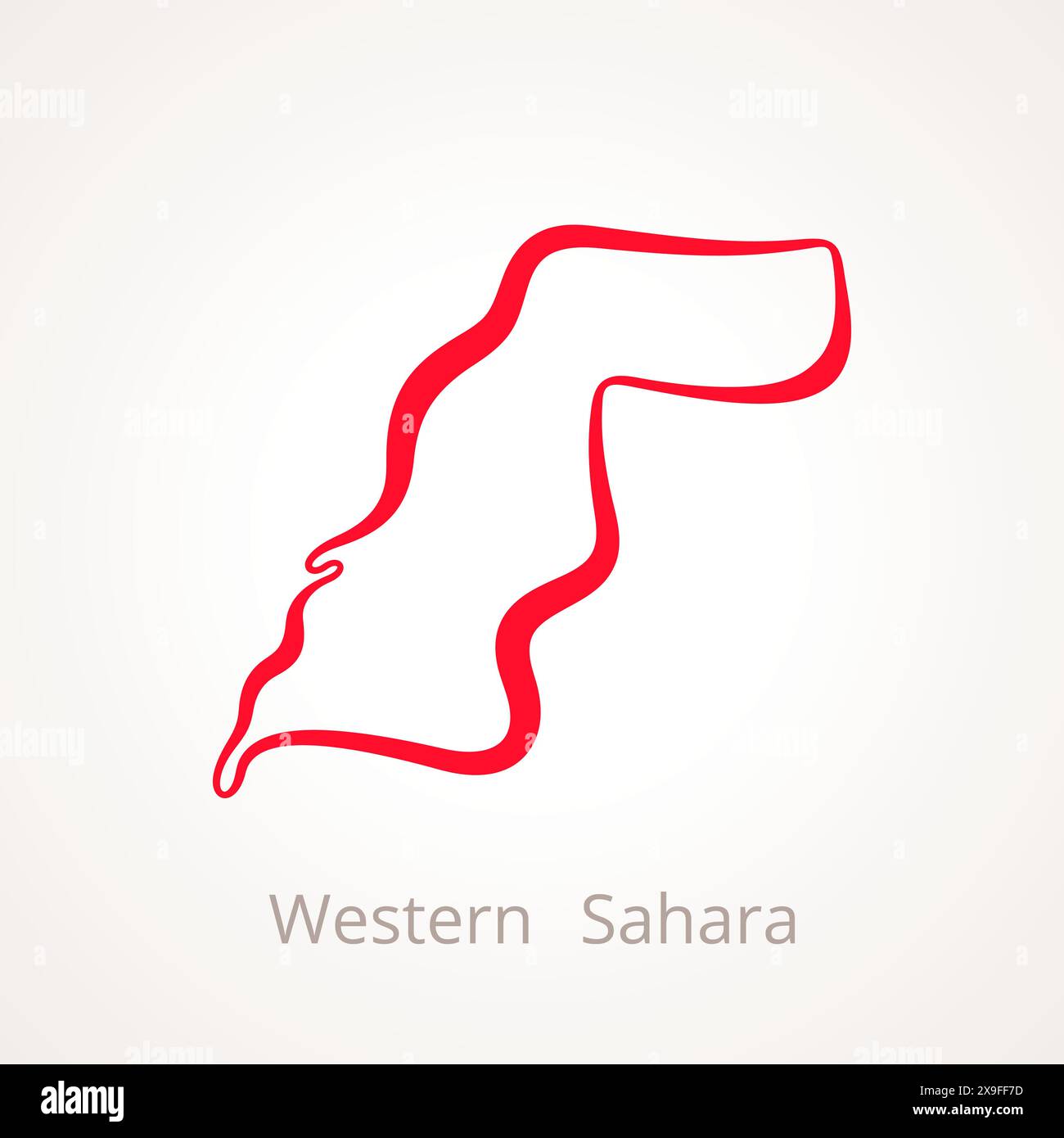 Outline map of Western Sahara marked with red line Stock Vector Image ...