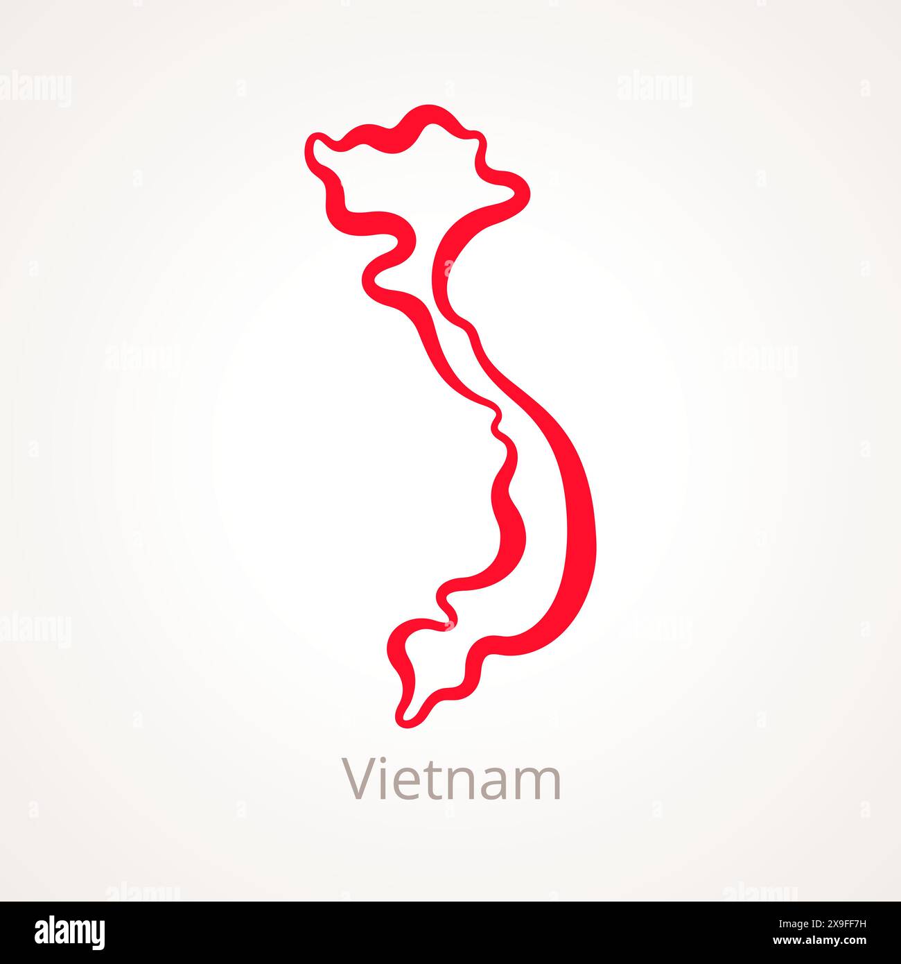 Outline map of Vietnam marked with red line Stock Vector Image & Art ...