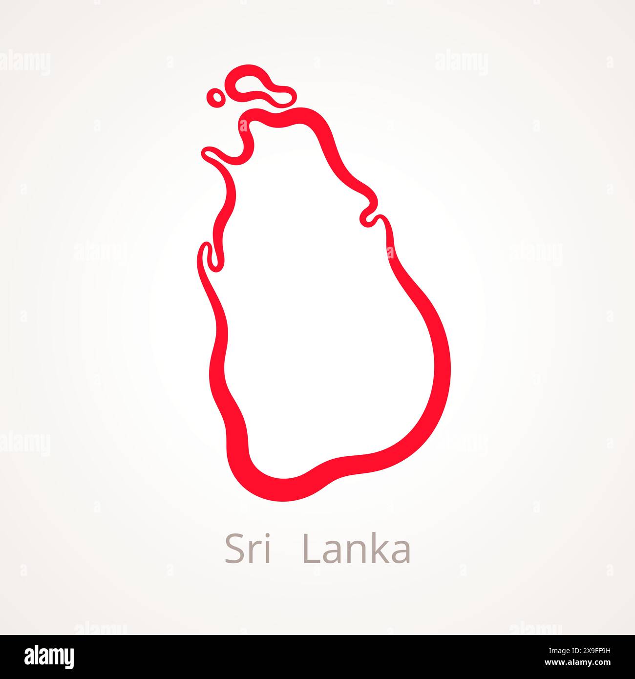 Outline map of Sri Lanka marked with red line Stock Vector Image & Art ...