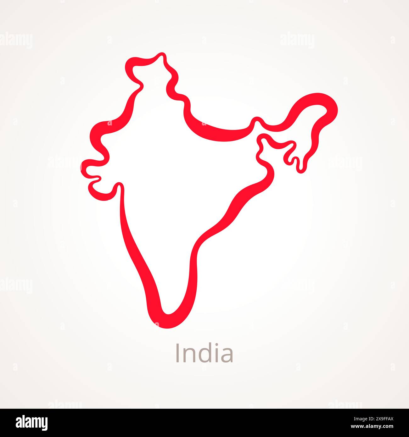 Outline map of India marked with red line Stock Vector Image & Art - Alamy