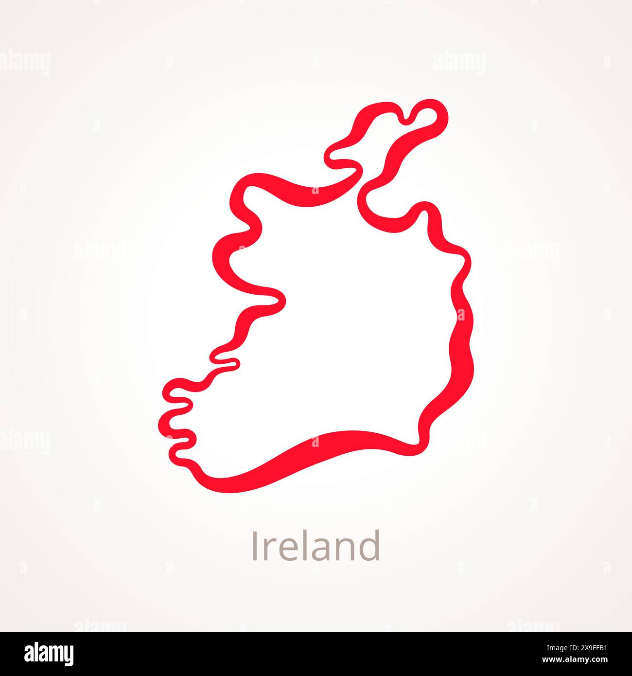 Outline map of Ireland marked with red line Stock Vector Image & Art ...