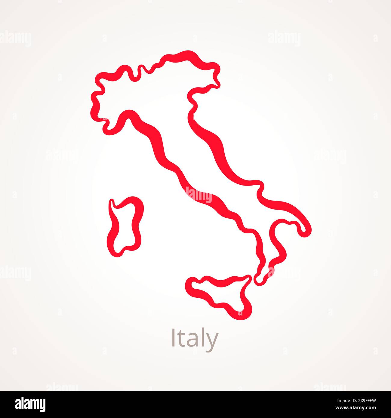 Outline map of Italy marked with red line Stock Vector Image & Art - Alamy