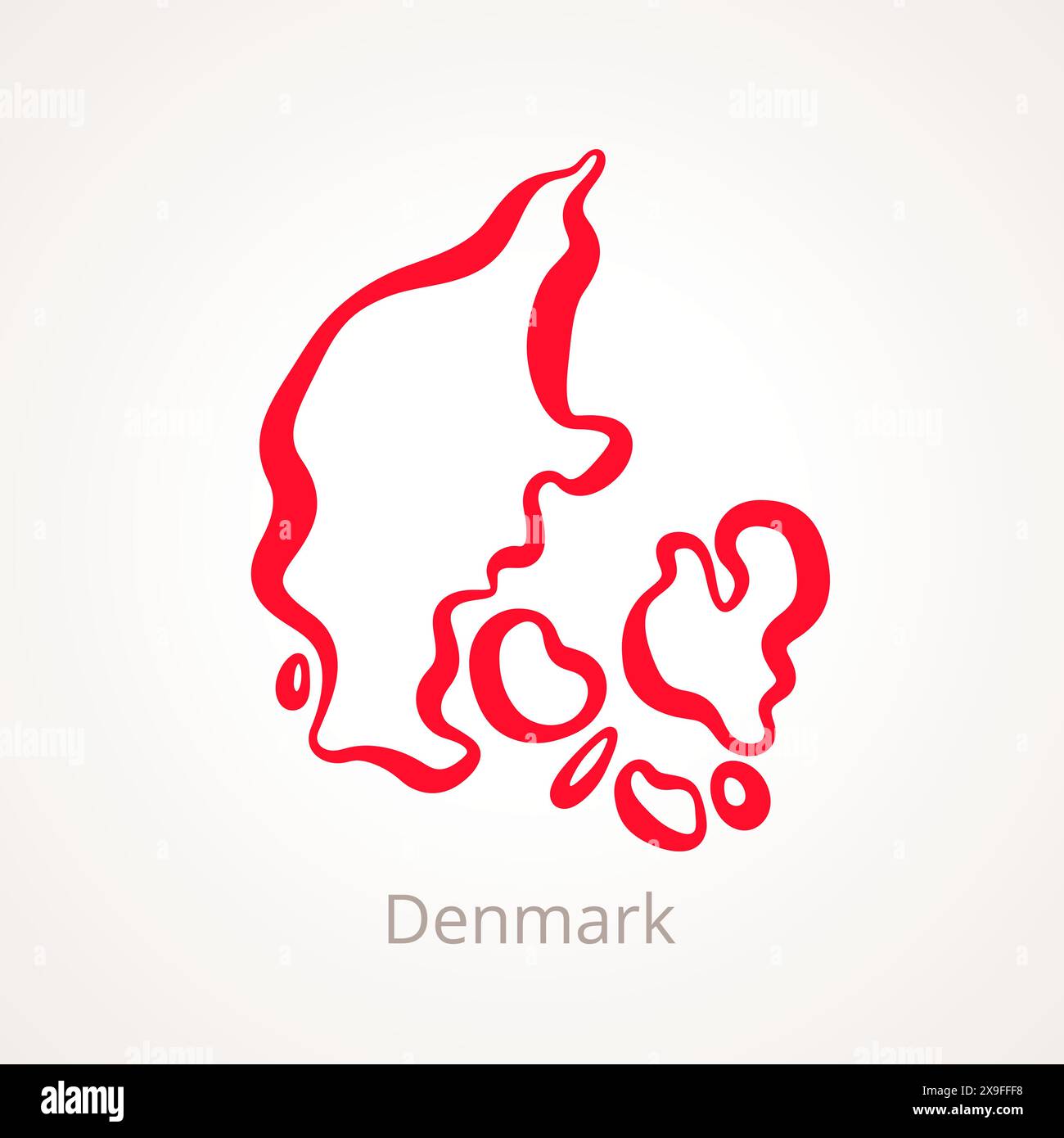 Outline map of Denmark marked with red line Stock Vector Image & Art ...