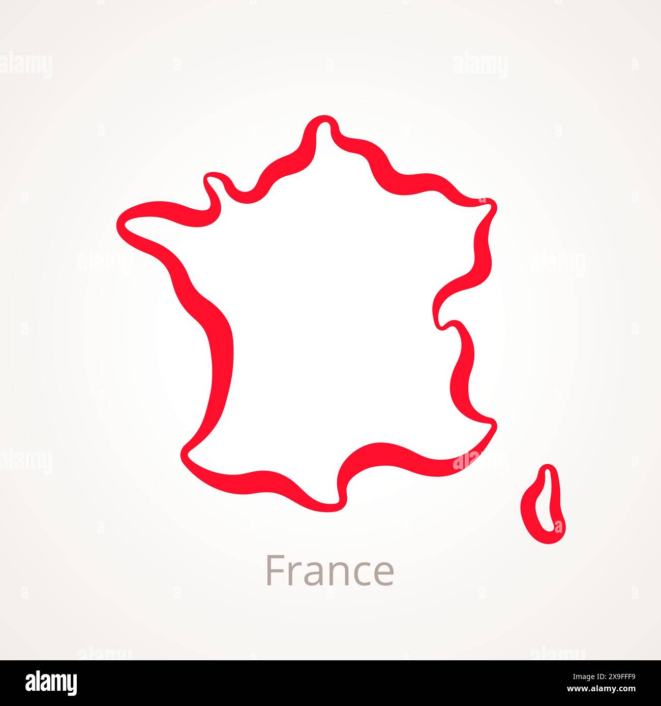 Outline map of France marked with red line Stock Vector Image & Art - Alamy