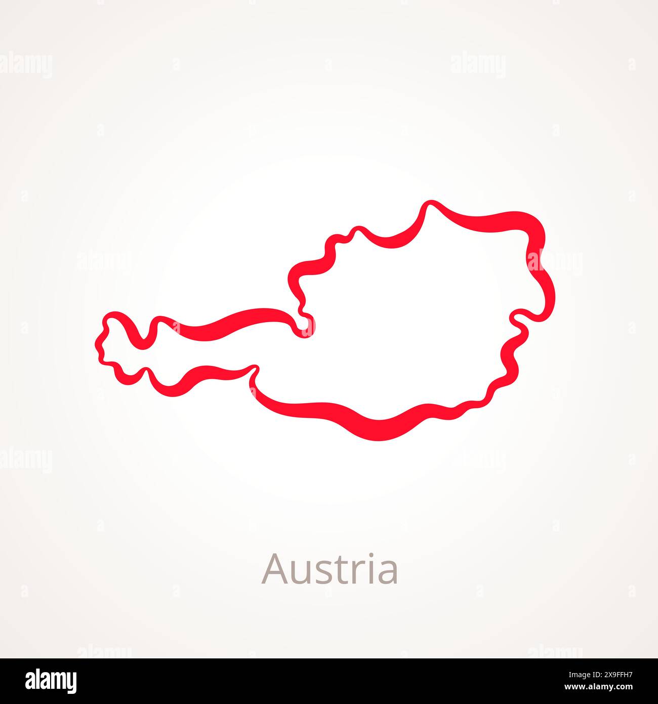 Outline map of Austria marked with red line Stock Vector Image & Art ...