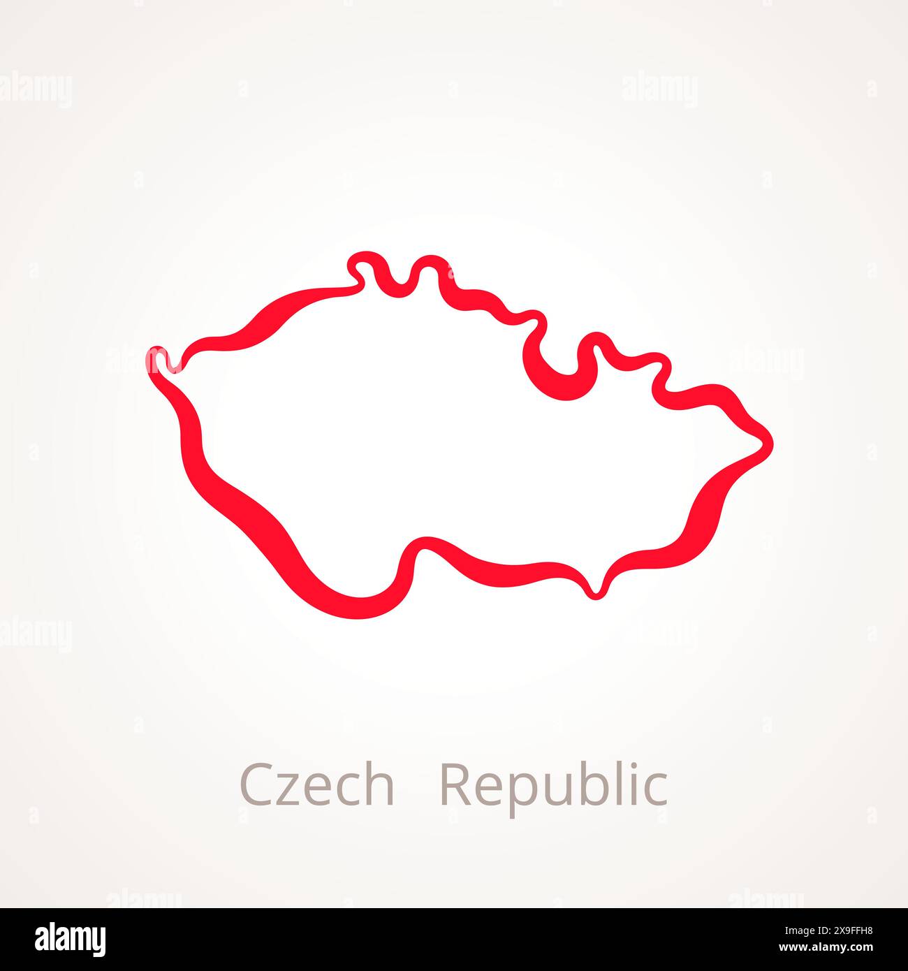 Outline map of Czech Republic marked with red line Stock Vector Image ...