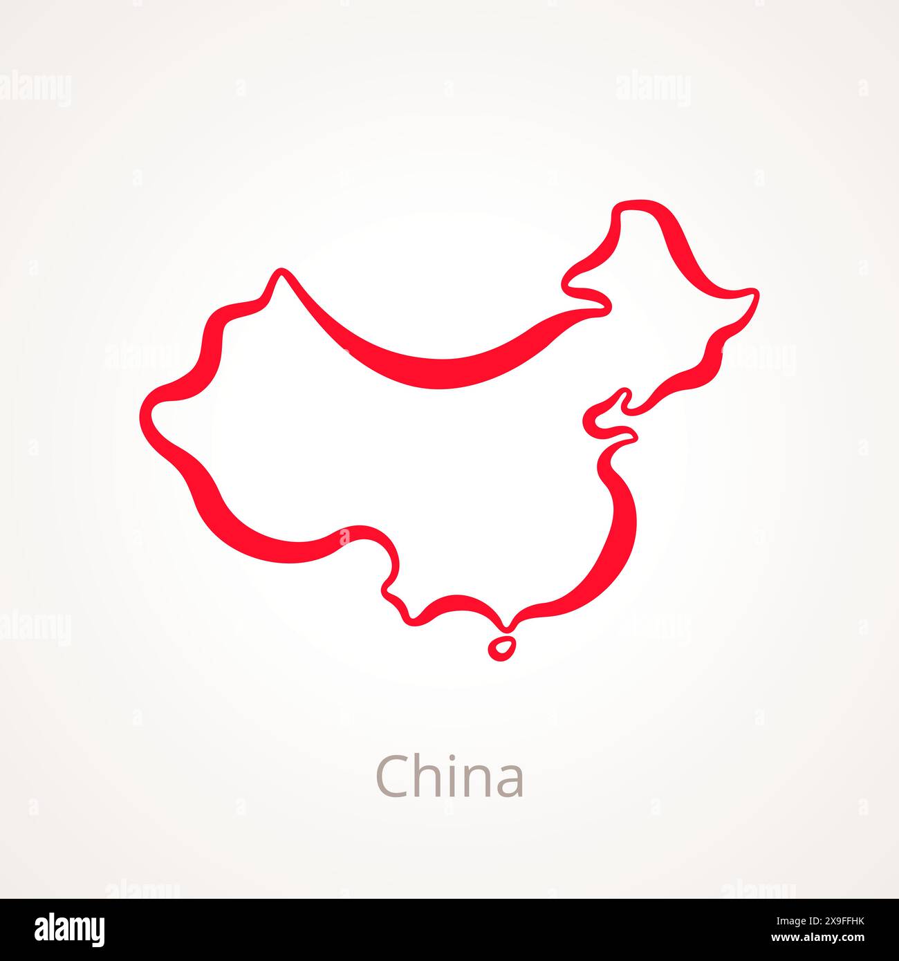 Outline map of China marked with red line Stock Vector Image & Art - Alamy