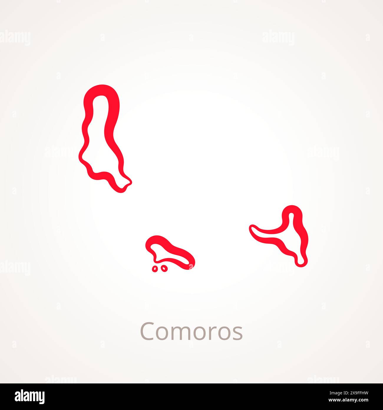 Outline map of Comoros marked with red line Stock Vector Image & Art ...