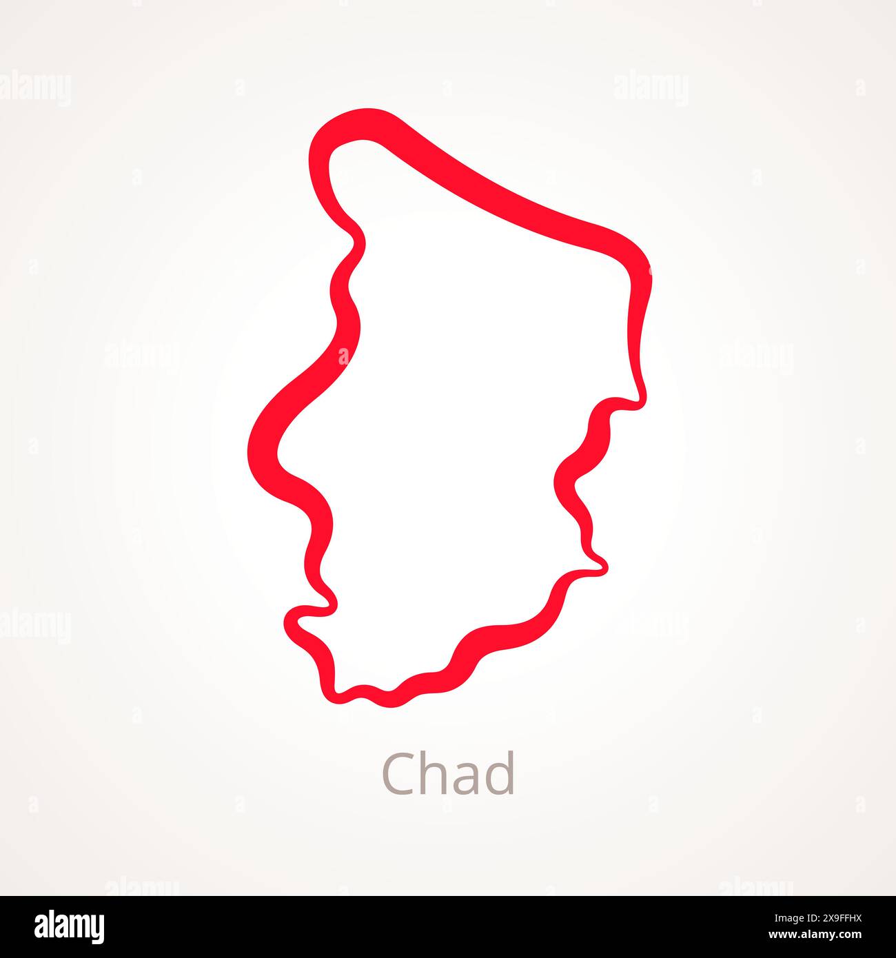 Outline map of Chad marked with red line Stock Vector Image & Art - Alamy
