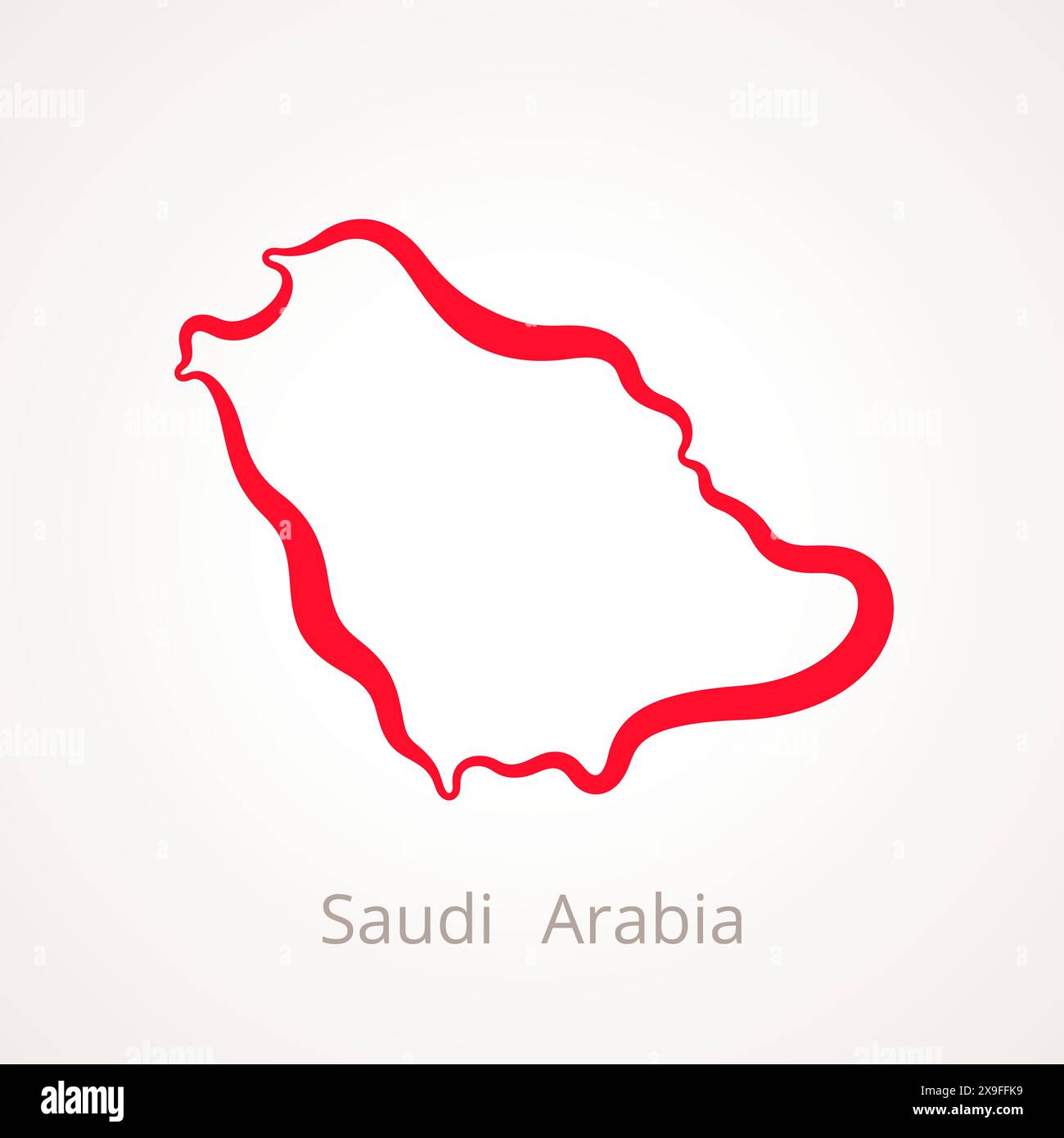 Outline map of Saudi Arabia marked with red line Stock Vector Image ...