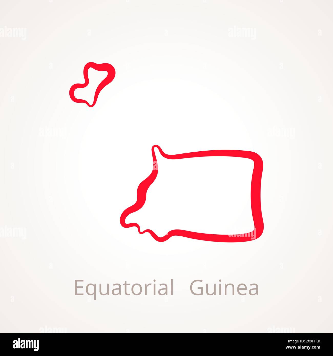 Outline Map Of Equatorial Guinea Marked With Red Line Stock Vector