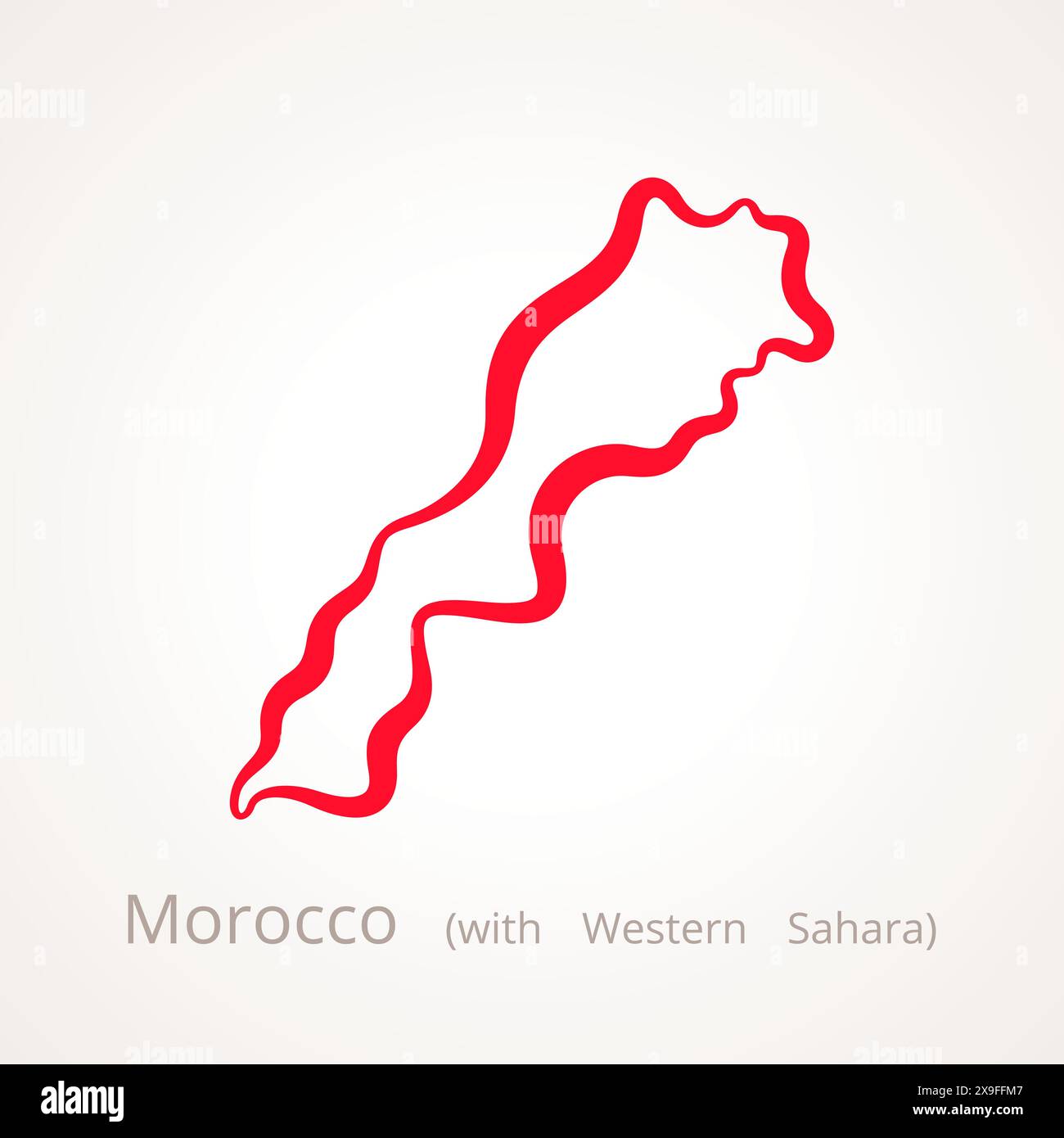 Outline map of Morocco with Western Sahara marked with red line Stock ...