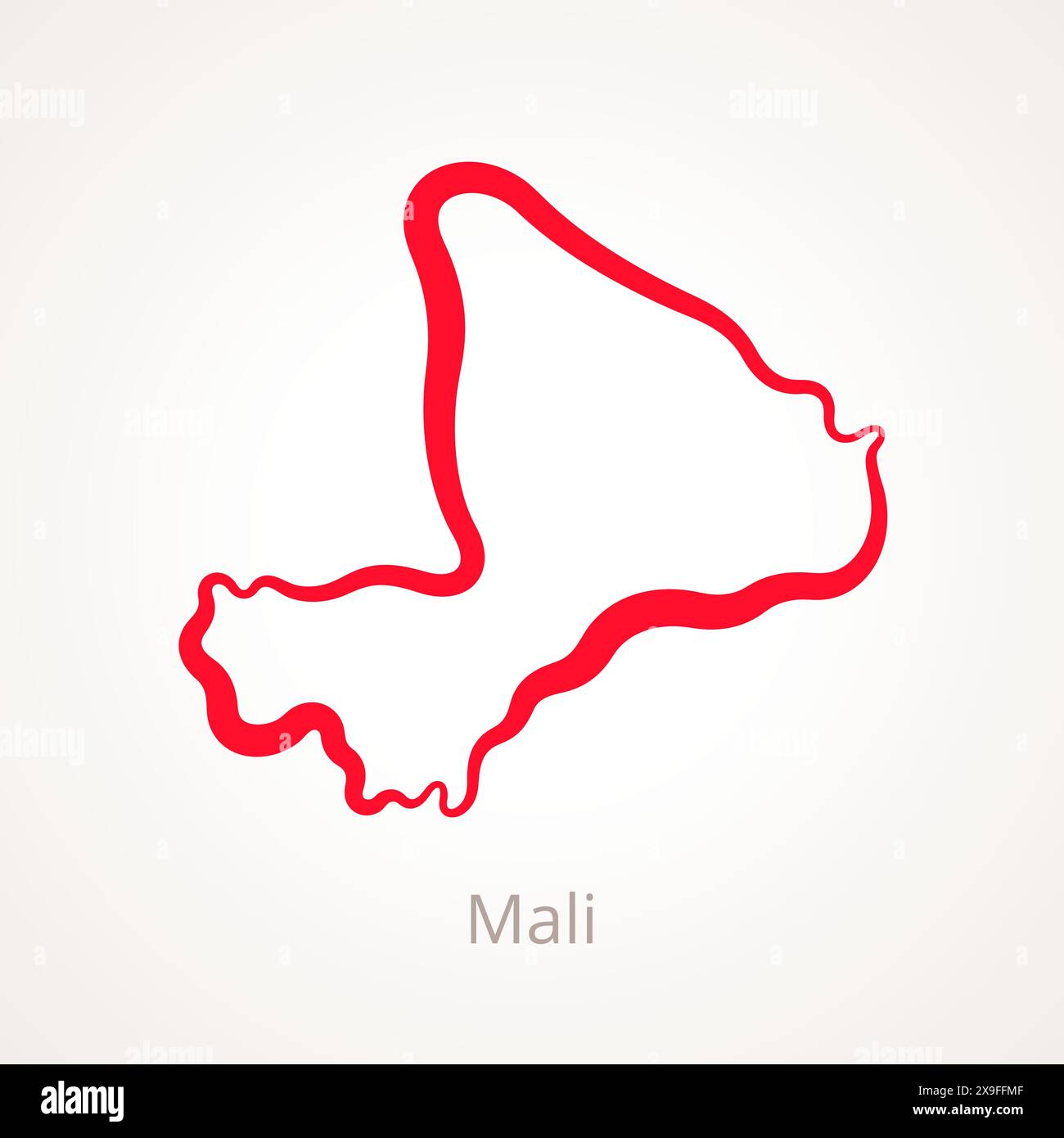 Outline map of Mali marked with red line Stock Vector Image & Art - Alamy