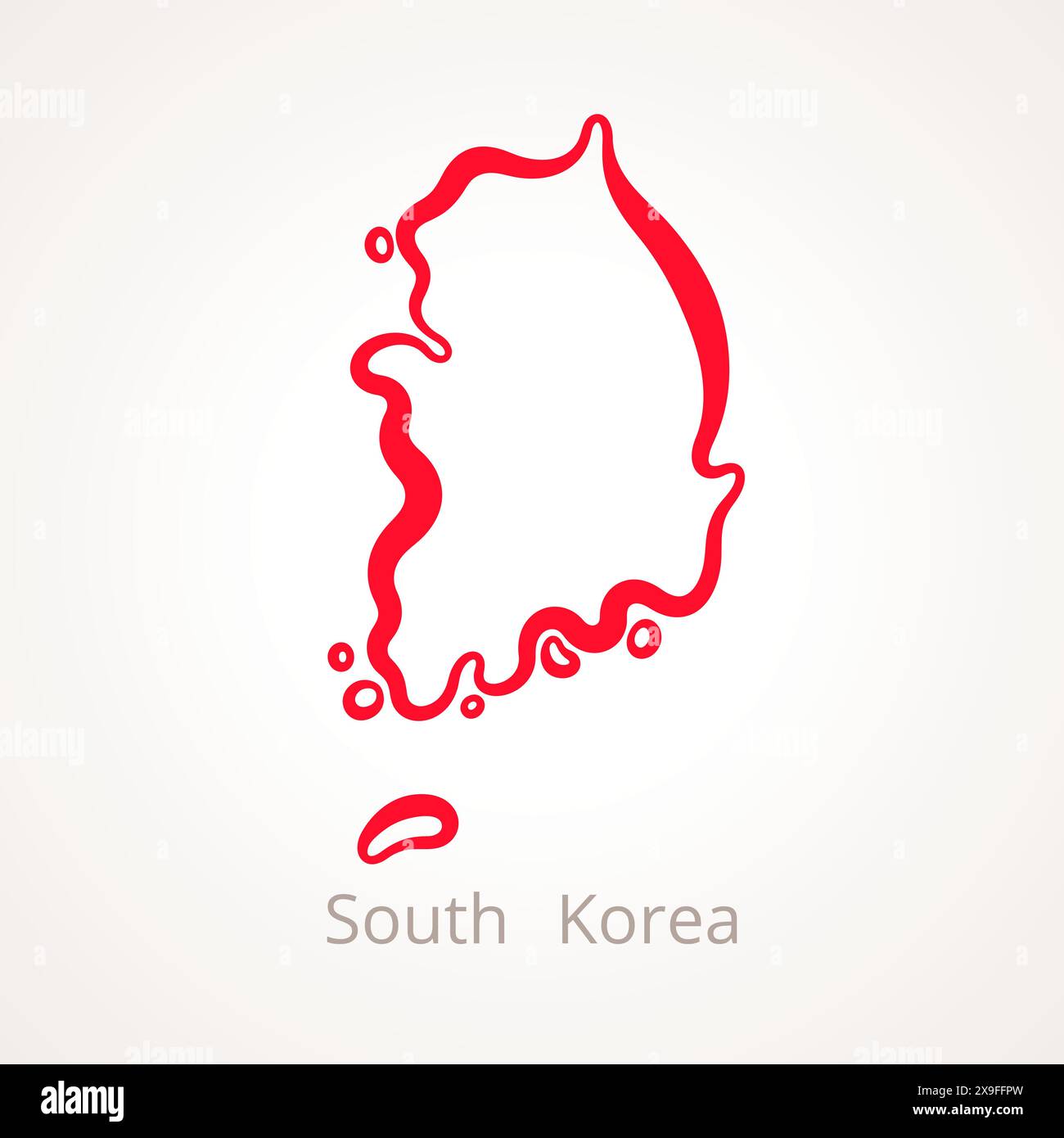 Outline map of South Korea marked with red line Stock Vector Image ...