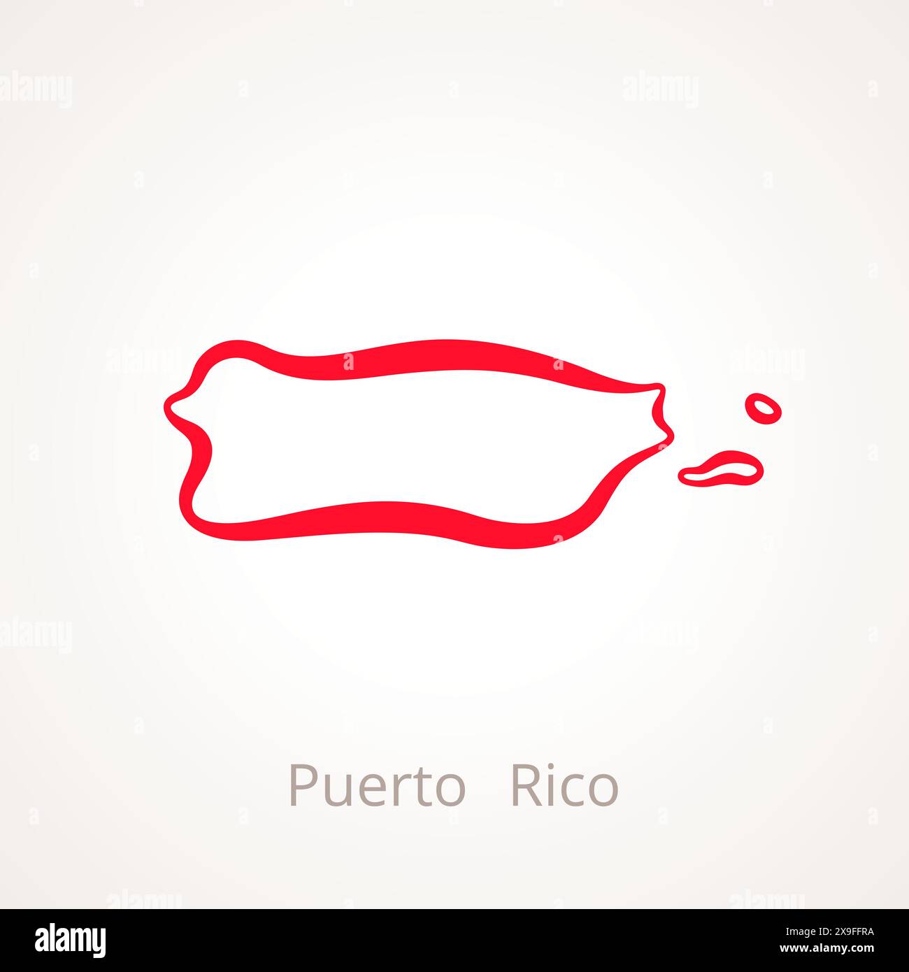 Outline map of Puerto Rico marked with red line Stock Vector Image ...