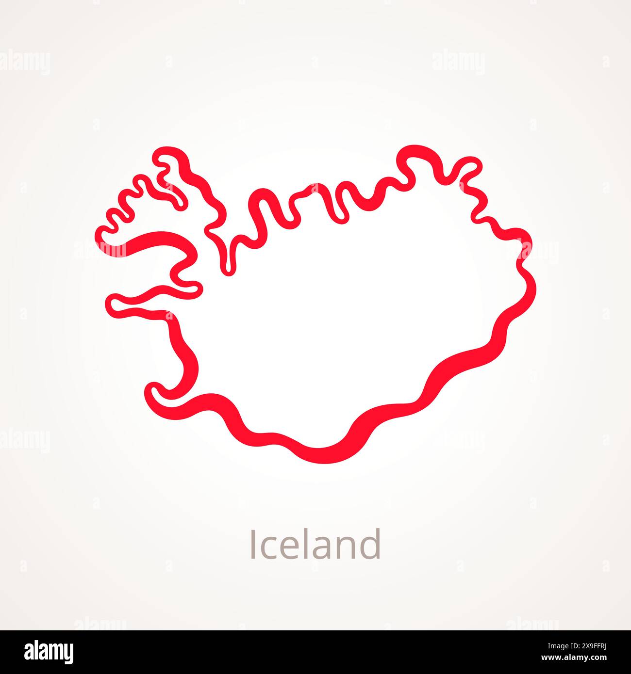 Outline map of Iceland marked with red line Stock Vector Image & Art ...