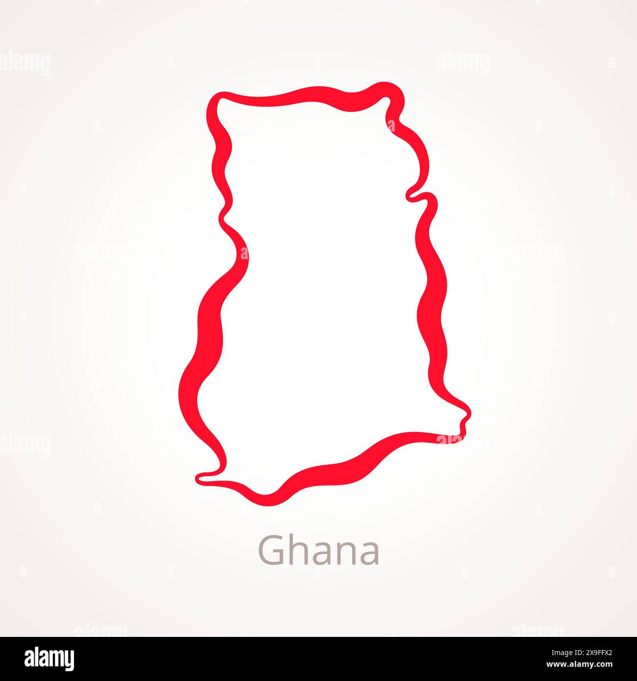Outline map of Ghana marked with red line Stock Vector Image & Art - Alamy