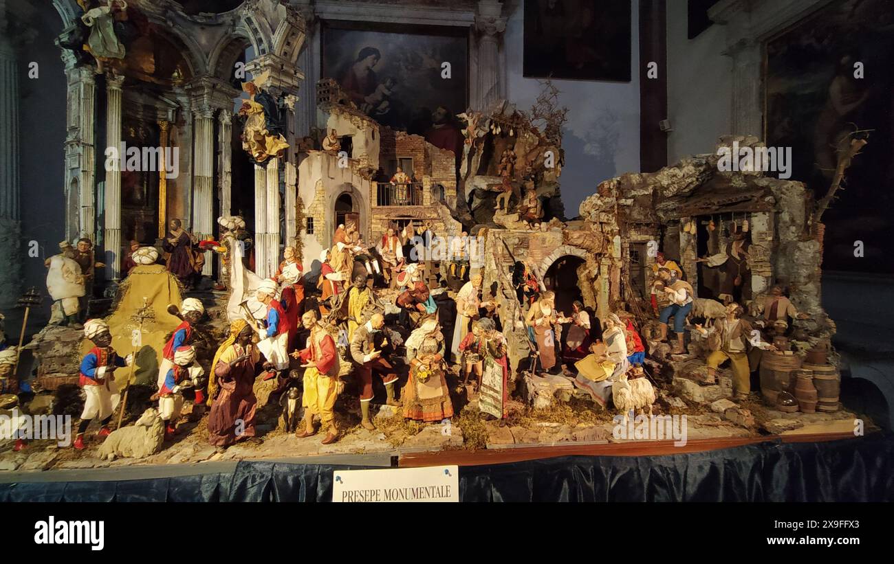 Classic nativity scene in Naples, Italy. a classic nativity scene with ...