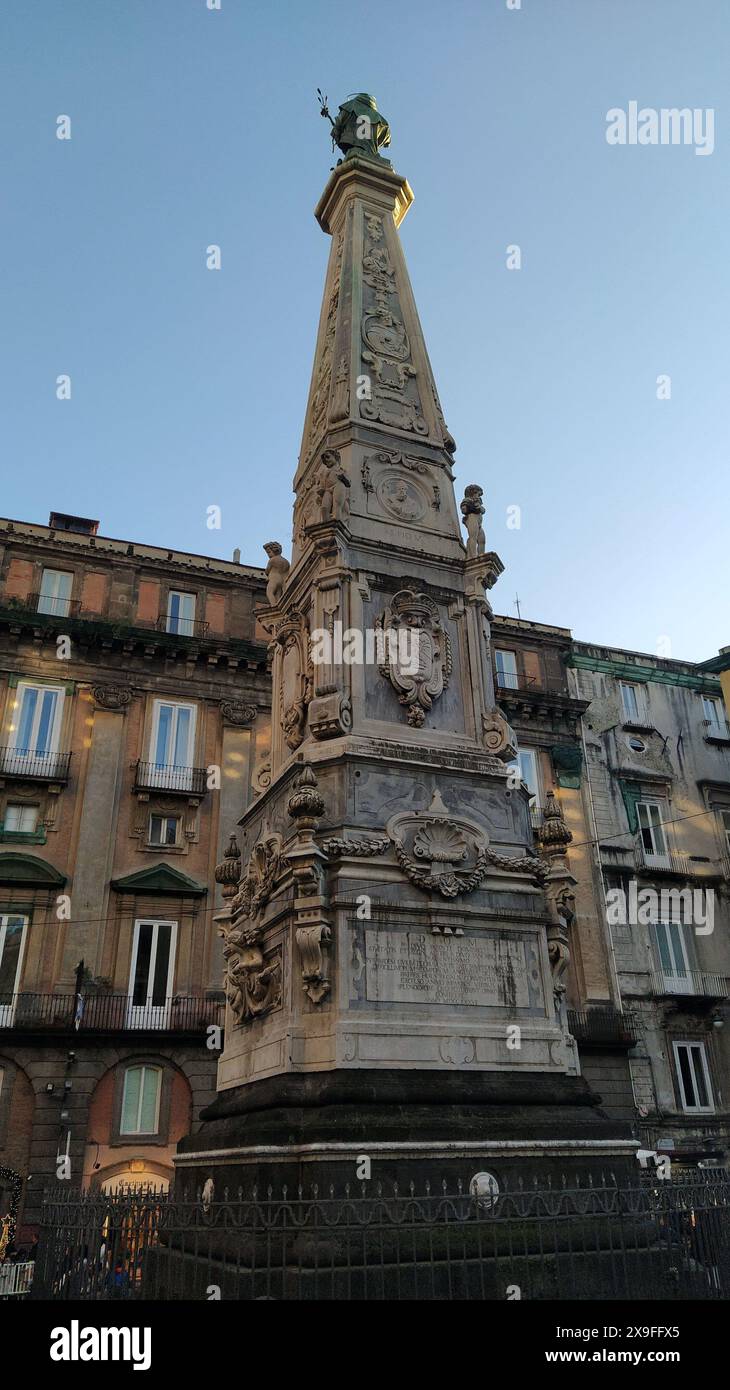 Monuments in Naples city, Italy. a classic monuments with statue in ...