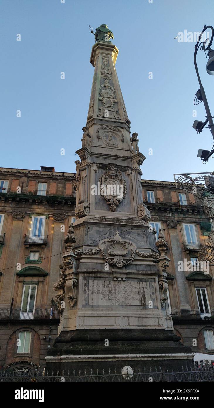 Monuments in Naples city, Italy. a classic monuments with statue in ...