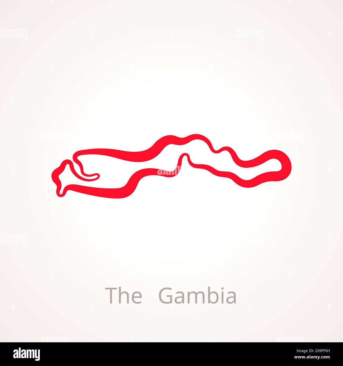 Outline map of The Gambia marked with red line Stock Vector Image & Art ...