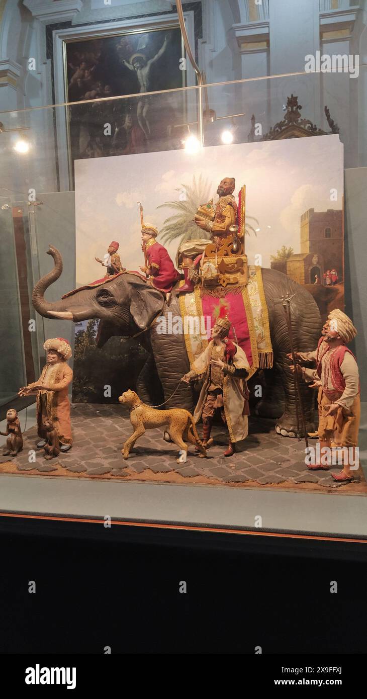 Classic nativity scene in Naples, Italy. a classic nativity scene with ...