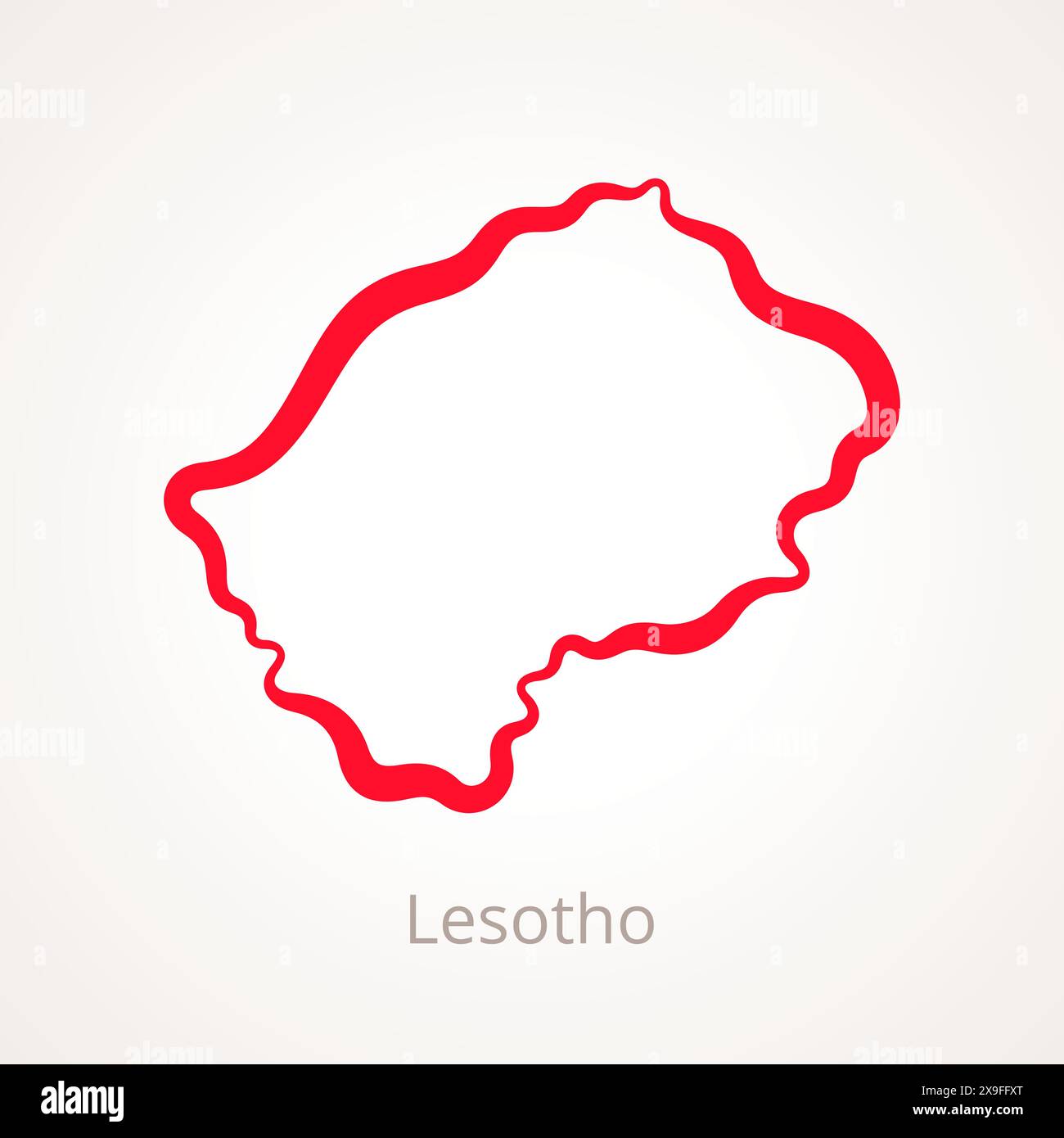 Outline map of Lesotho marked with red line Stock Vector Image & Art ...