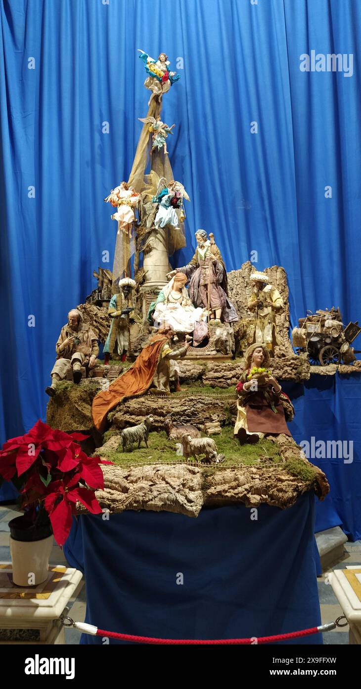Classic nativity scene in Naples, Italy. a classic nativity scene with ...